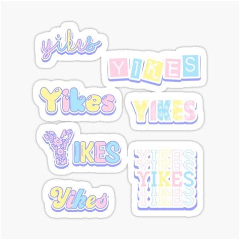 Yikes Sticker Set Cute Pastel Color Funny Quotes