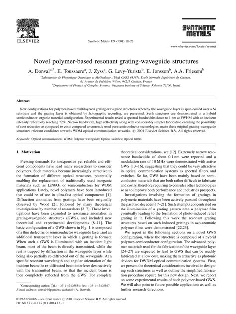 Pdf Novel Polymer Based Resonant Grating Waveguide Structures