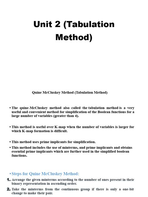 Unit 2 Tabulation Method Pdf Mathematics Theory Of Computation