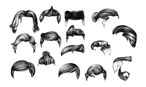 Men Hairstyle Handdrawn Collection 54014974 Vector Art At Vecteezy