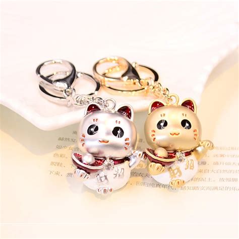 Hd Cejl Lucky Cat Metal Keychain Chinese Style Key Chain Women Bag