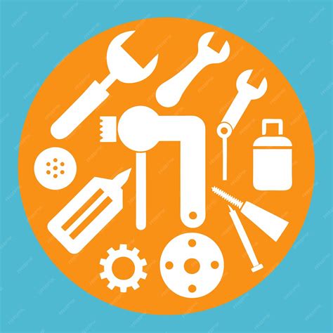 Premium Vector Circle Of Tools On Orange Background
