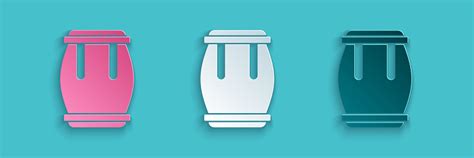 파란색 배경에 격리 된 용지 컷 드럼 아이콘 음악 기호입니다 악기 기호 종이 아트 스타일 벡터 3월에 대한 스톡 벡터 아트 및 기타 이미지 Istock