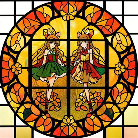 Premium Ai Image Stained Glass Anime Girls Created With Ai Vintage