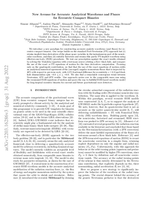 Pdf New Avenue For Accurate Analytical Waveforms And Fluxes For Eccentric Compact Binaries