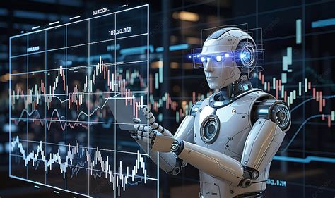ai robot analyzing financial data in futuristic setting background ai