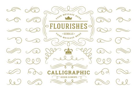 서예 디자인 요소 빈티지 장식품 소용돌이 와 스크롤 화려한 장식 벡터 디자인 요소 만연체에 대한 스톡 벡터 아트 및 기타 이미지 만연체 벡터 크리스마스 장식품