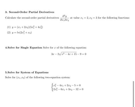 Solved 3 Second Order Partial Derivatives Calculate The