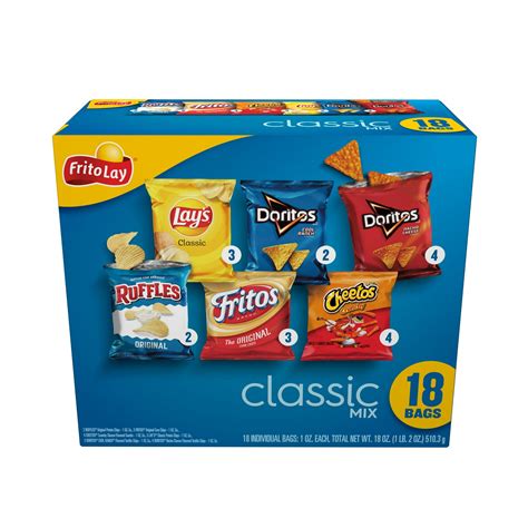 Frito Lay Classic Mix Variety Pack Snack Chips 1oz Bags 18 Count