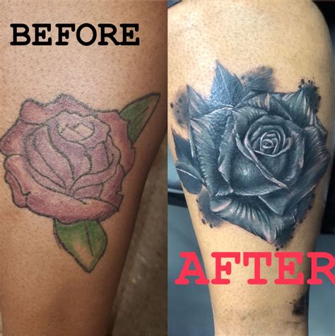 Flower Cover Up Tattoos Before And After