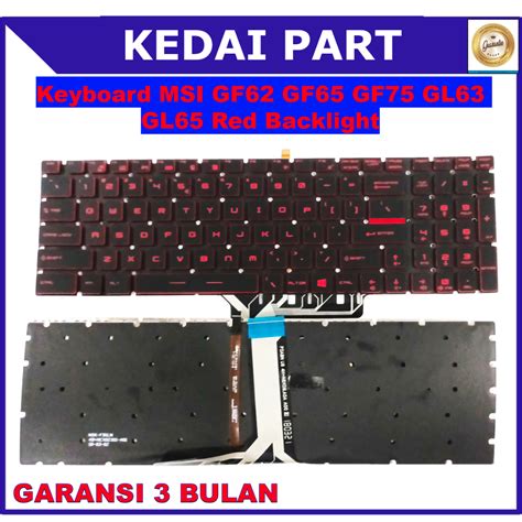 Jual Keyboard Msi Gf62 Gp65 Gp73 Gp75 Gf62vr Gf72vr Gs75 Ge75 Red