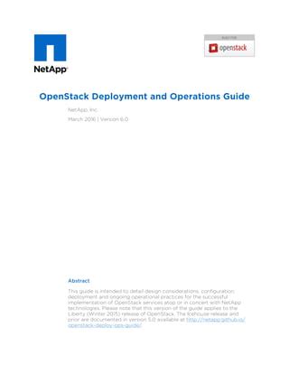 NetApp Openstack Liberty Deployment Ops Guide PDF