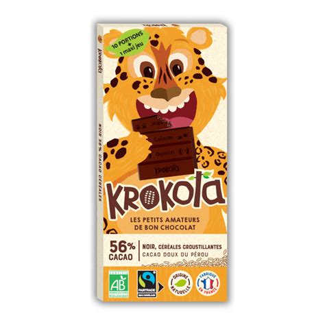 Krokola Tablette Chocolat Noir Céréales Croustillantes Rivière Chocolat