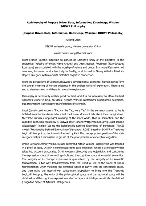 Pdf A Philosophy Of Purpose Driven Data Information Knowledge