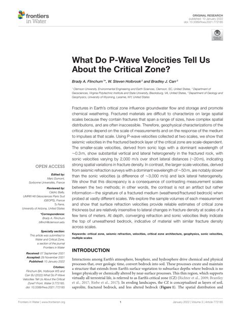 Pdf What Do P Wave Velocities Tell Us About The Critical Zone