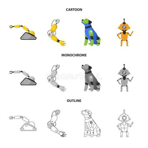 Isolated Object Of Robot And Factory Sign Collection Of Robot And Space Stock Vector