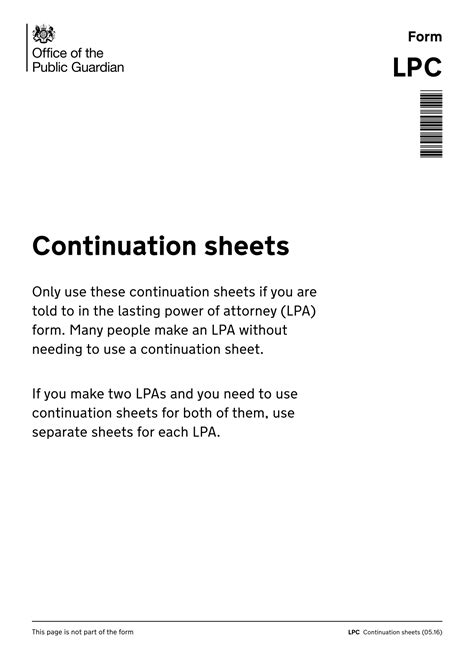 lpc continuation sheets