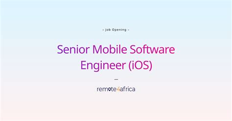 Remote Senior Mobile Software Engineer Ios Job At Financial Services