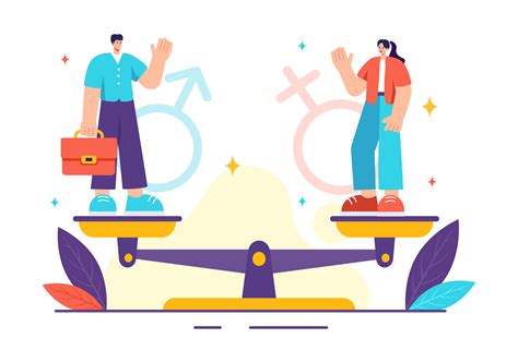 Sexism Illustration Showing Gender Inequality Between Men And Women In