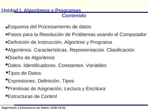Ppt Unidad I Algoritmos Y Programas Algoritmos Y Estructuras De