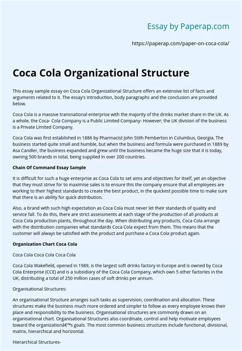 Coca Cola Organizational Structure Chart The Best Porn Website