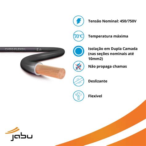 Cabo Flex Vel V Mm Preto Sil Rolo M Jabu El Trica E Hidr Ulica