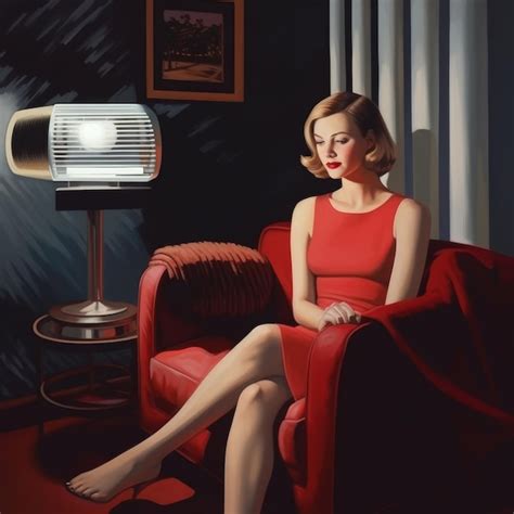 Premium Photo Woman Sitting In Red Chair