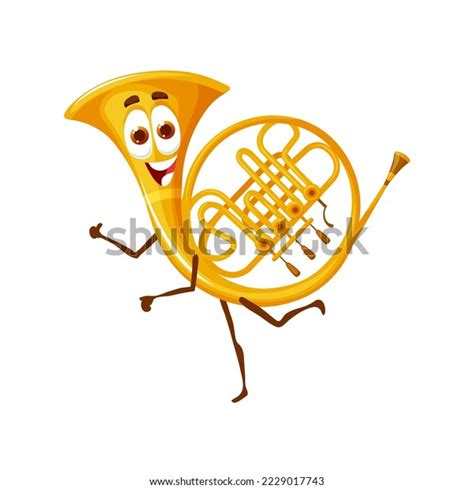Cartoon French Horn Character Musical Wind Stock Vector Royalty Free
