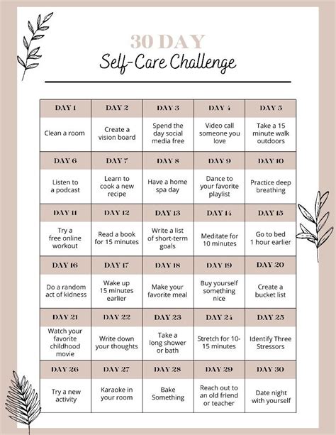 30 Day Self Care Challenge Artofit