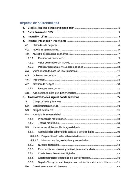 Reporte De Sostenibilidad 2021 Inretail Pdf