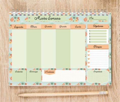 Planner Semanal Arquivo Digital Elo7 Produtos Especiais