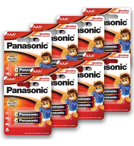 16 Pilhas Baterias Aaa Alcalina Panasonic Palito 8 Cartelas Frete grátis