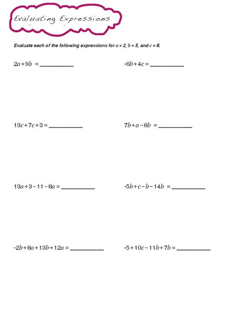 Evaluating Expressions Pdf