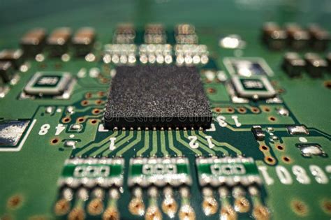 Motherboard Closeup Cpu Electrons Circuit Board With Electrons