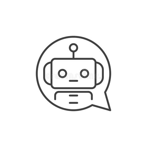 Round Speech Bubble With Chatbot Vector Concept Outline Icon Stock