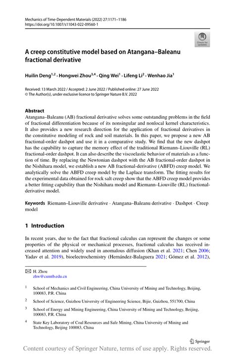A Creep Constitutive Model Based On Atanganabaleanu Fractional