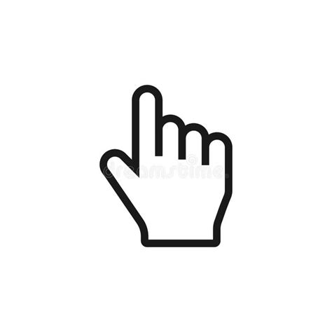 Hand Cursor Vector Icon Finger Press Click Select Isolated Symbol