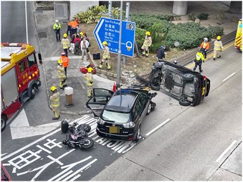 龍翔道3車串燒私家車翻側 兩司機清醒送院 星島日報