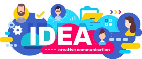 사업 아이디어 단어 인쇄 술과 거품 흰색 배경과 아이콘에 있는 사람들의 머리의 벡터 크리에이 티브 밝은 컬러 일러스트 개념에 대한 스톡 벡터 아트 및 기타 이미지 Istock