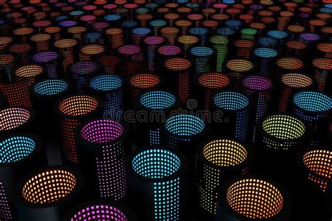 Colorful Array Of Glowing Cylinders Stock Illustration Illustration