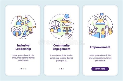Create Inclusive Environment Onboarding Mobile App Screen Stock Vector