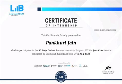 Pankhuri Jain On Linkedin Java Internship Learnandbuild