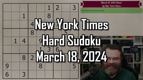 Nyt Hard Sudoku Walkthrough March Youtube