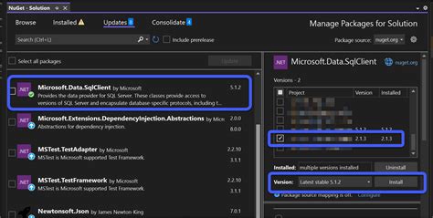 오류 유형 881 Visual Studio NU1605 Warning As Error Detected package