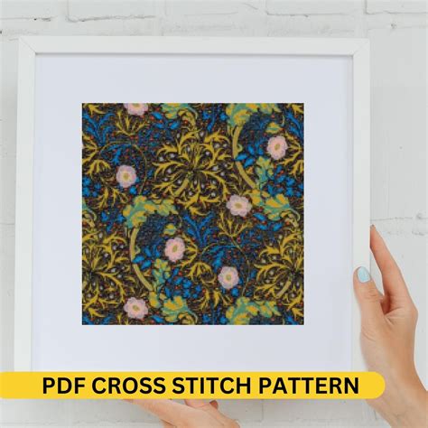 William Morris Seaweed Wallpaper Floral Design Cross Stitch Pattern