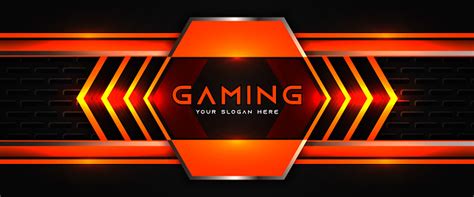 금속 기술 개념미래형 오렌지와 블랙 추상 게이밍 배너 디자인 템플릿 벡터 라유 3차원 형태에 대한 스톡 벡터 아트 및 기타 이미지 3차원 형태 Brand Name