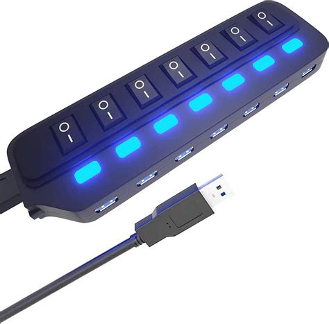 Amazon USB Hub 3 0 Splitter 7 Port USB Data Hub With Individual On