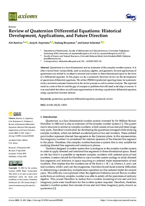 Pdf Review Of Quaternion Differential Equations Historical