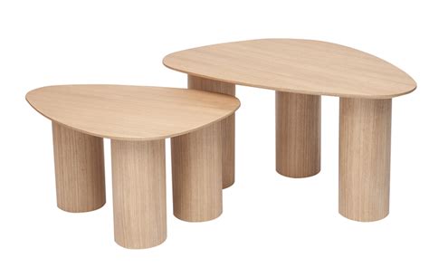 Tavolini Da Salotto Estraibili Design In Legno Chiaro Set Di 2 FOLEEN