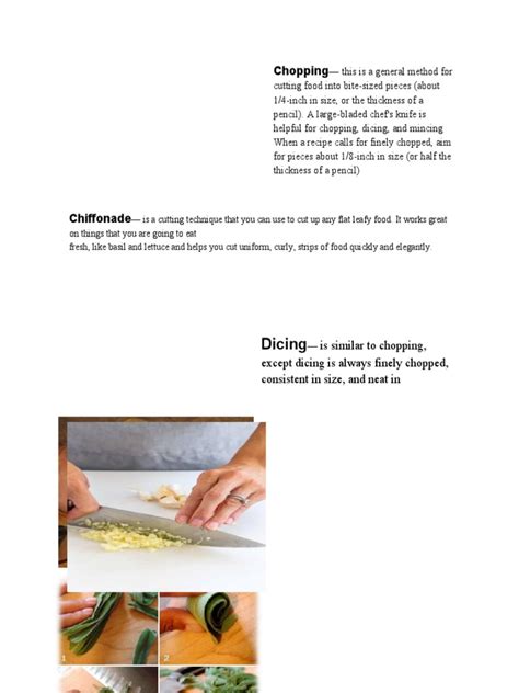 Basic Knife Cuts Pdf Foods Cooking
